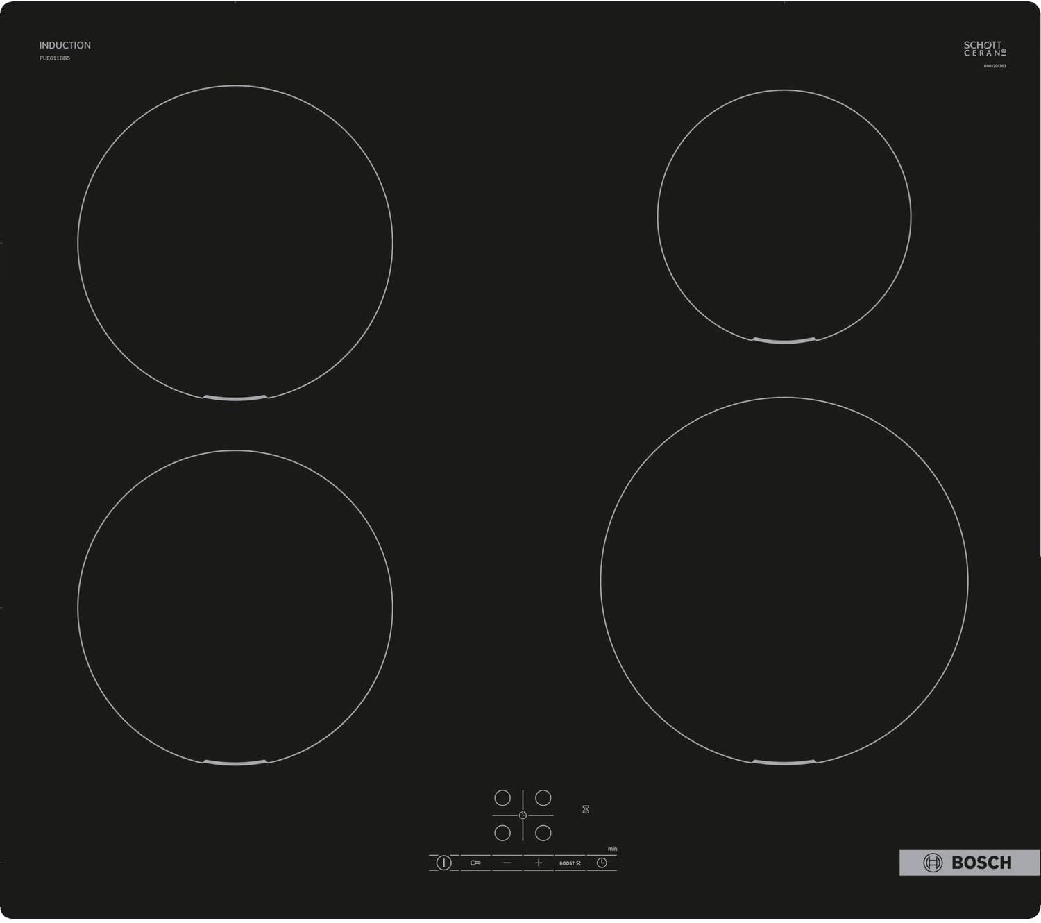 Bosch PUE611BB5B Induction hob, 60 cm, Black, Serie 4, Built in ...