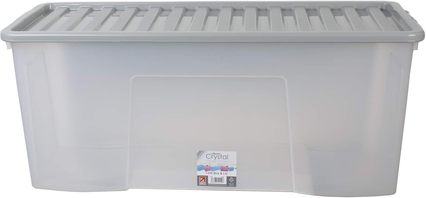 EXTRA LARGE CLEAR PLASTIC STORAGE BOX WITH LID 133 LITRE : Amazon.co.uk ...