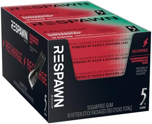 Amazon.com : RESPAWN by 5 GUM Mental Focus Gum, Cool Mint Sugar Free ...