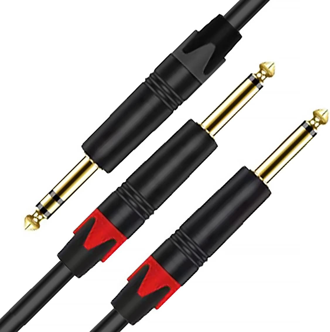 tunghey 1/4 inch TRS Stereo Y Splitter Insert Cable, Gold Plated Copper ...