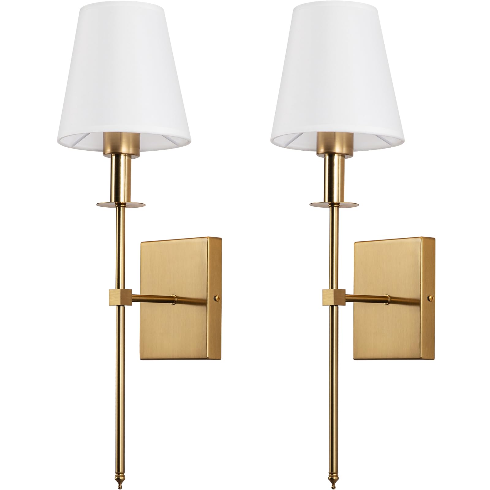 KELUOLY Gold Wall Sconces Set of 2, Hardwired Brushed Brass Sconces ...