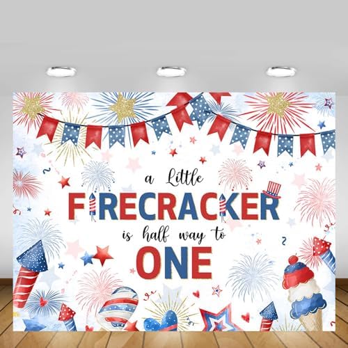 Amazon.com : MEHOFOND 4th of July Little Firecracker 1/2 Birthday Party ...