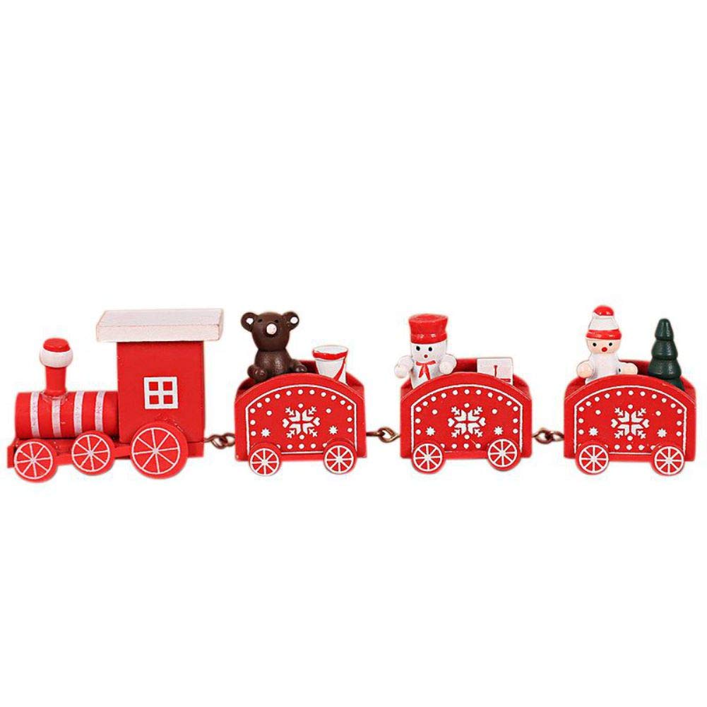 Amazon.com: Happy Trees Wooden Christmas Train with Snowman, Mini Train ...