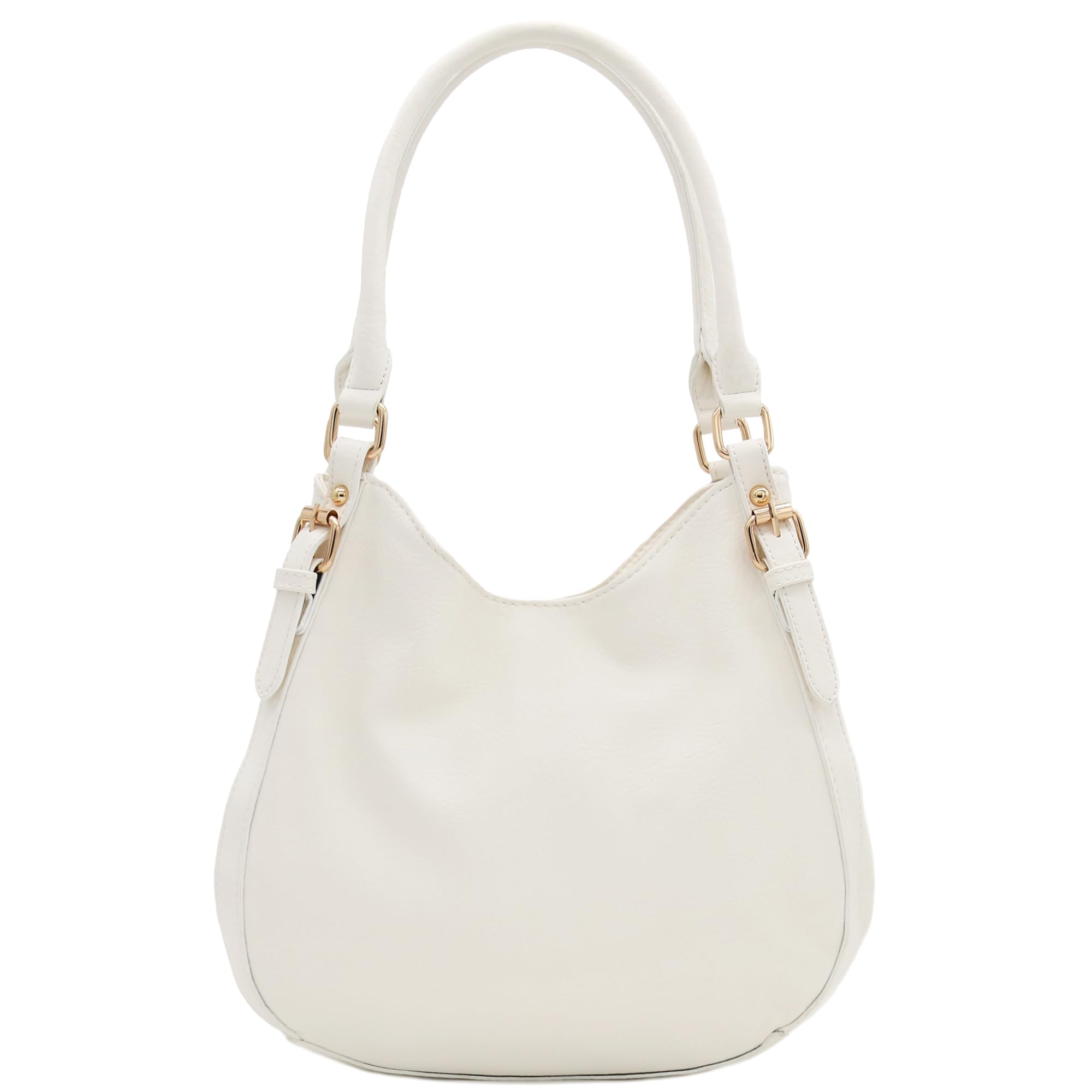 Snapklik.com : Light-weight 3 Compartment Faux Leather Medium Hobo Bag