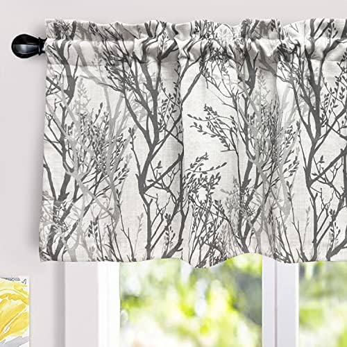 Amazon.com: Driftaway Tree Branch Linen Lined Valance Double Layer ...