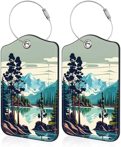Amazon.com | Set of 2 Luggage Tags for Suitcase Mesmerizing Mountain ...