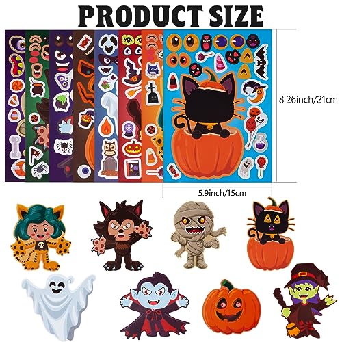 Snapklik.com : 40 Sheets Halloween Sticker For Kids, Halloween Make A ...