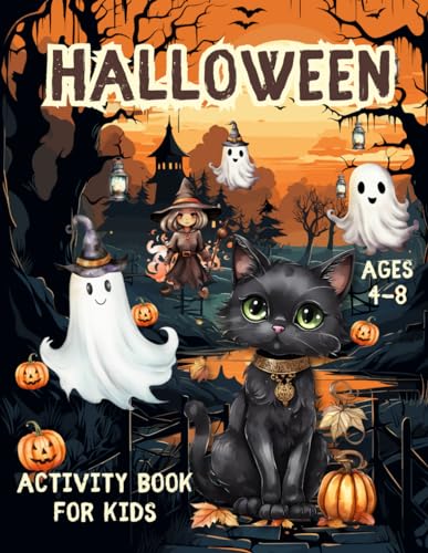 Halloween Activity Book For Kids Ages 4-8: Draw And Match, Mazes ...