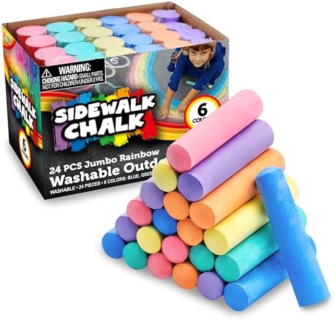 24 PCS Sidewalk Chalks Set Non-Toxic Jumbo Chalk for Children, Giant ...