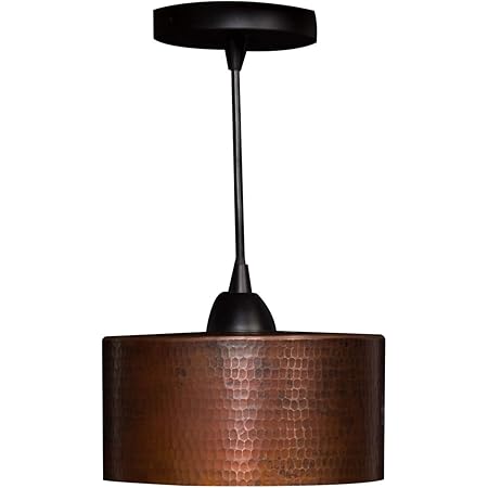 Premier Copper Products Hand Hammered Copper 8" Round Cylinder Pendant ...