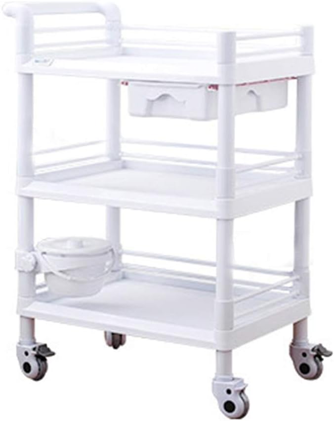 Service Carts ABS 3-Layer Medical Trolley 100KG Load-Bearing Trash Can ...
