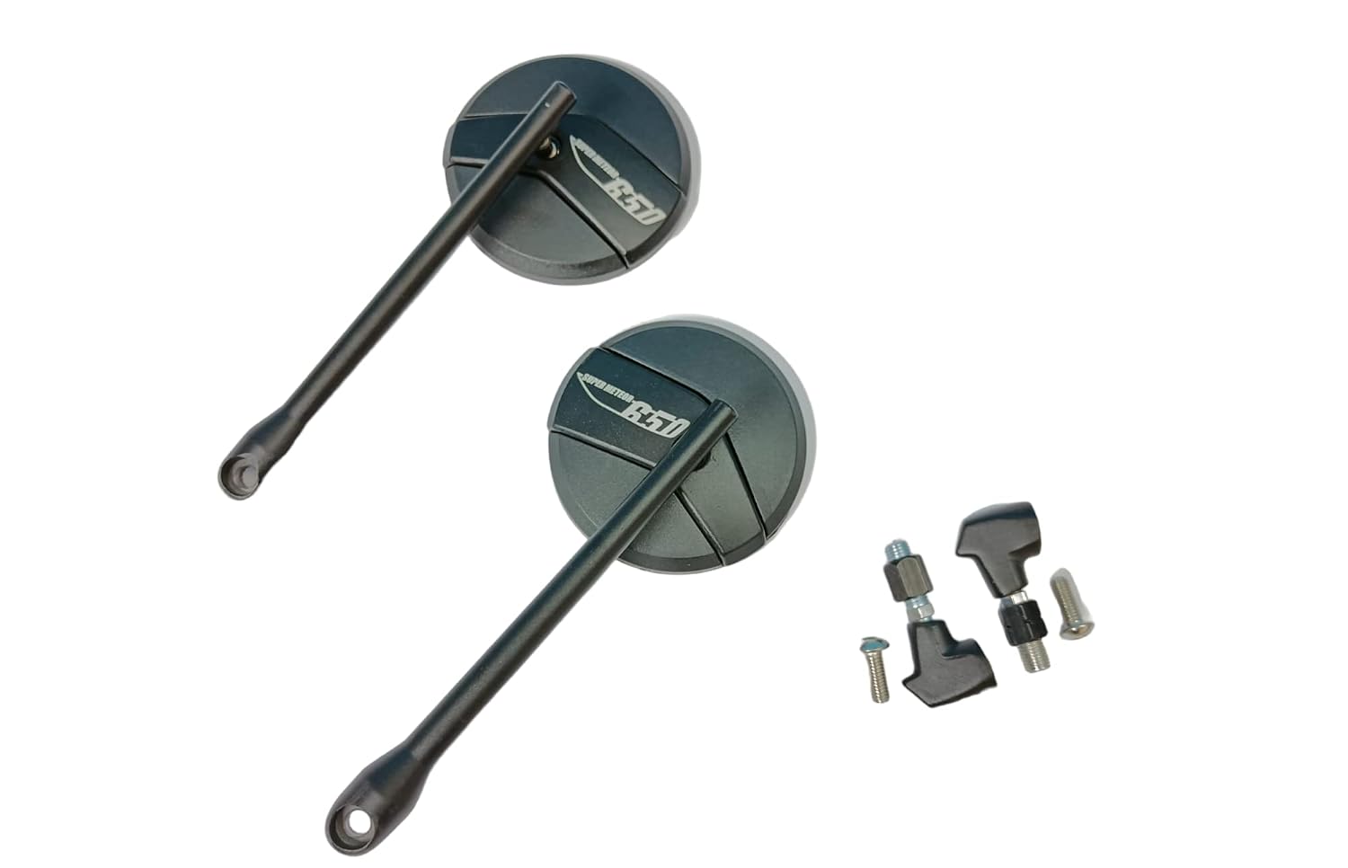 Royal Piston Touring Black Side Mirrors High Definition Round Clear ...