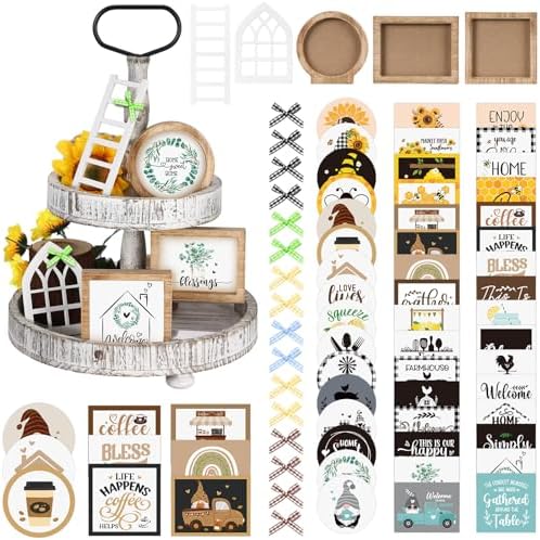 Amazon.com: Lineshading 65 Pcs Easter Farmhouse Tiered Tray Decor Set ...