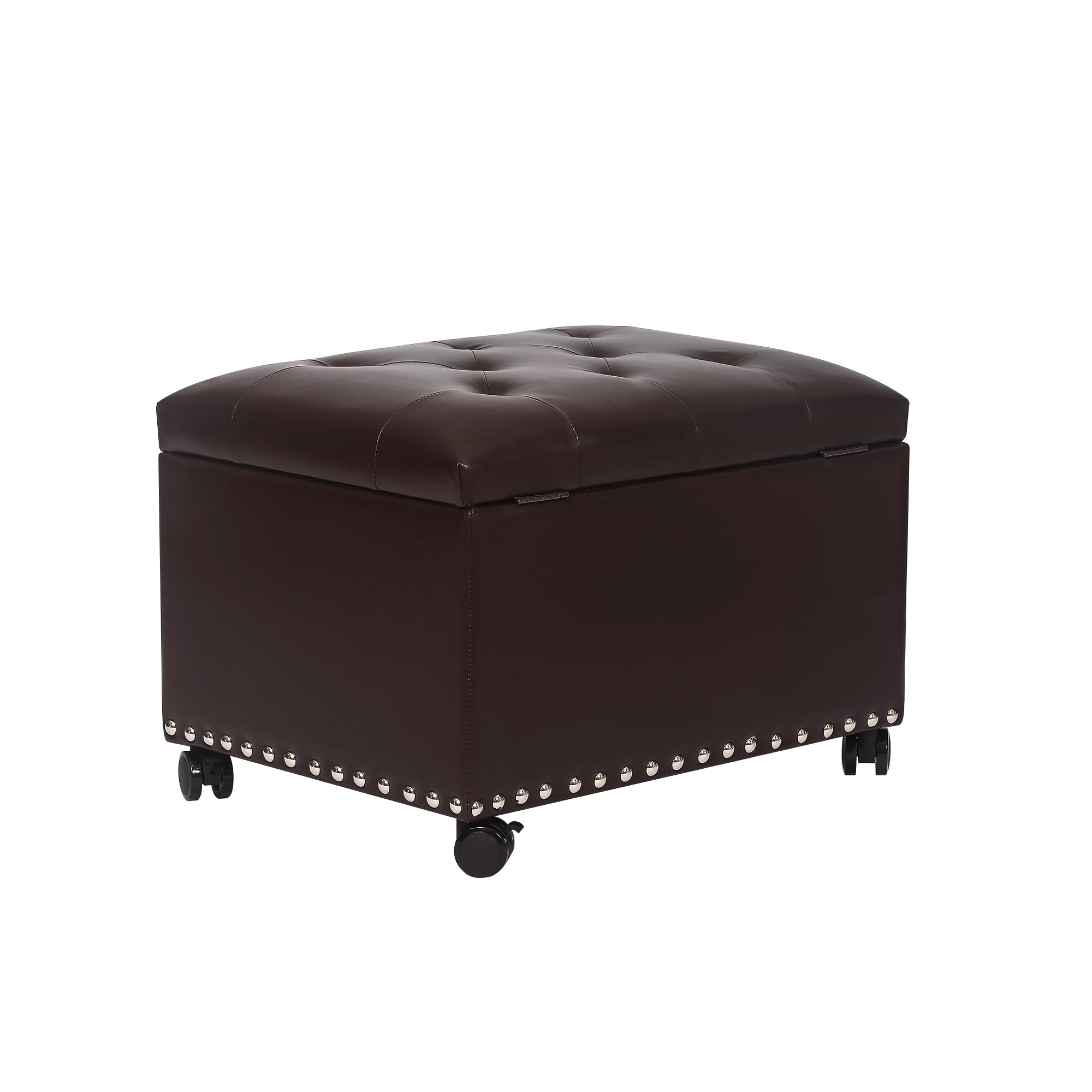Amazon.com: Decent Home Leather Storage Ottoman Bench with Steerable ...