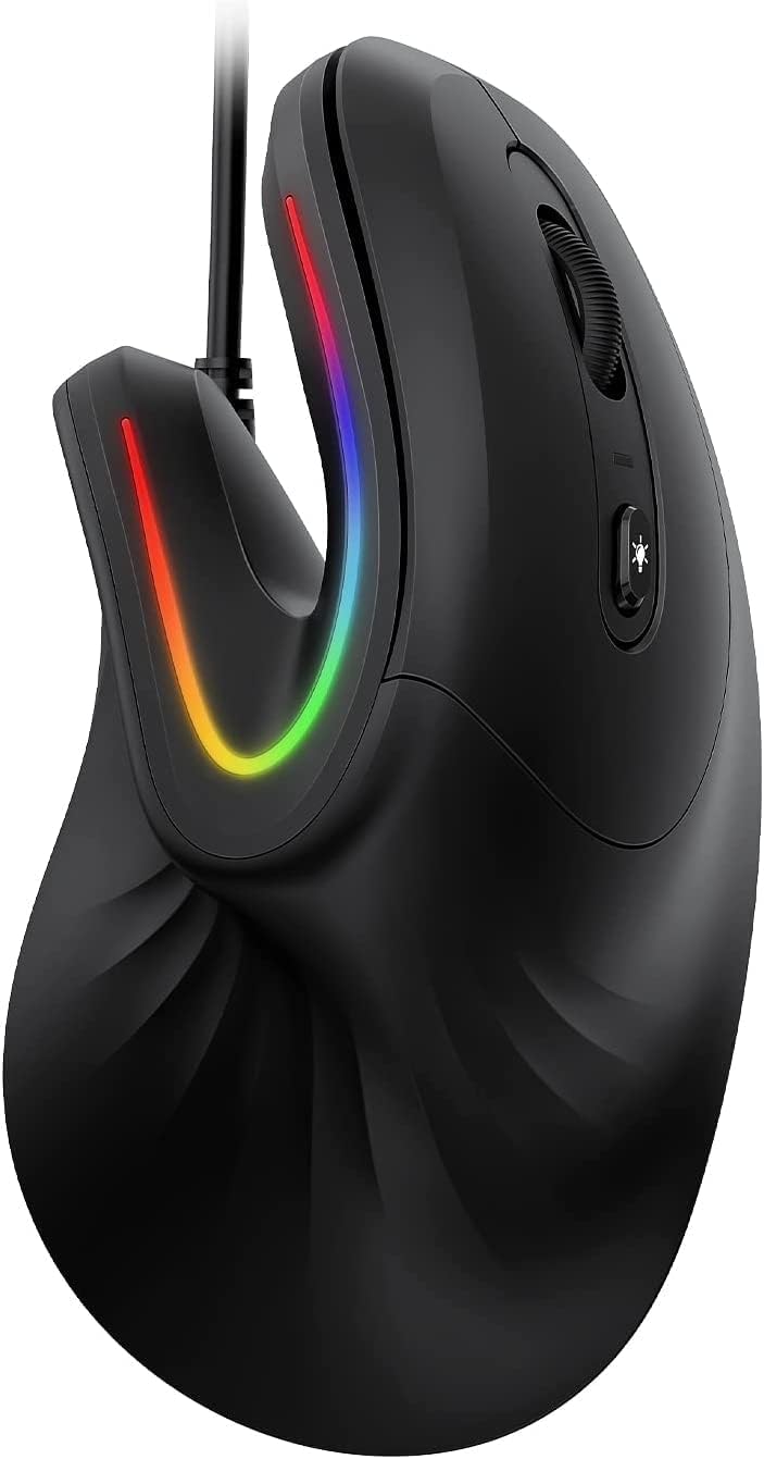 Amazon.com: NIXIUKOL Ergonomic Vertical Mouse, RGB Wired Computer Mice with LED Backlit, 5 ...