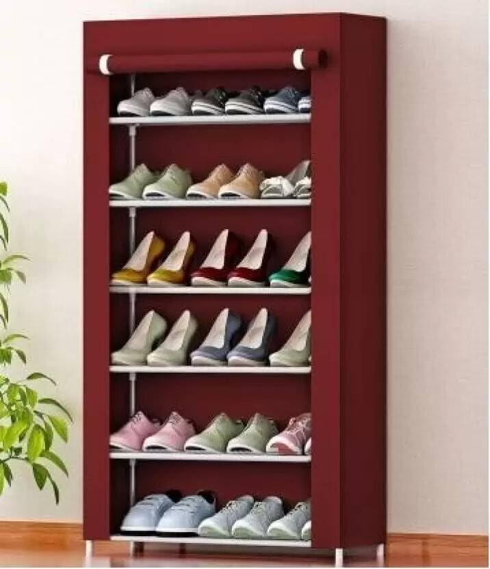 Maroon 6 Layer Multi-Purpose Shoe Rack, Freestanding Plastic Organizer ...