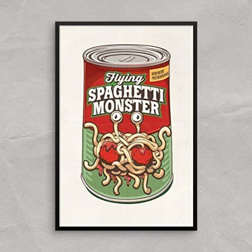 Amazon.com: Flying Spaghetti Monster (FSM) Poster or Framed Print ...