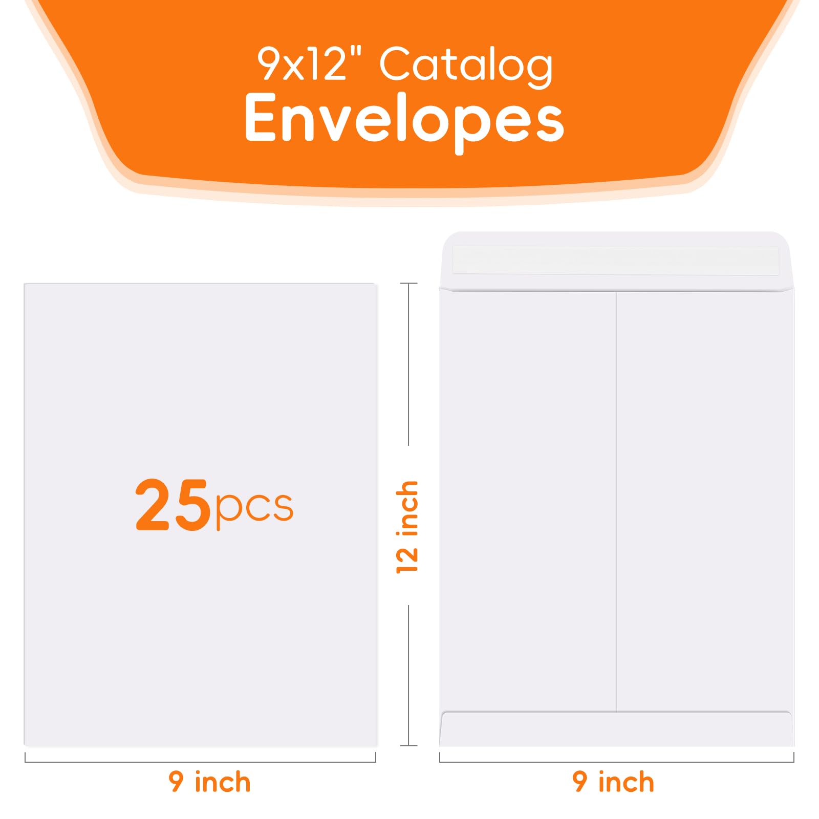 Snapklik.com : 25 Pack Catalog Mailing Envelopes, 9 X 12 Inches Self ...