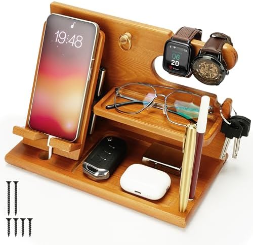 Belle Vous Light Brown Wooden Phone Docking Station - Nightstand ...