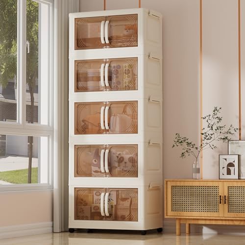 Amazon.com - Collapsible Storage Bins with Wheels and Lid - 3 x 21.6GAL ...