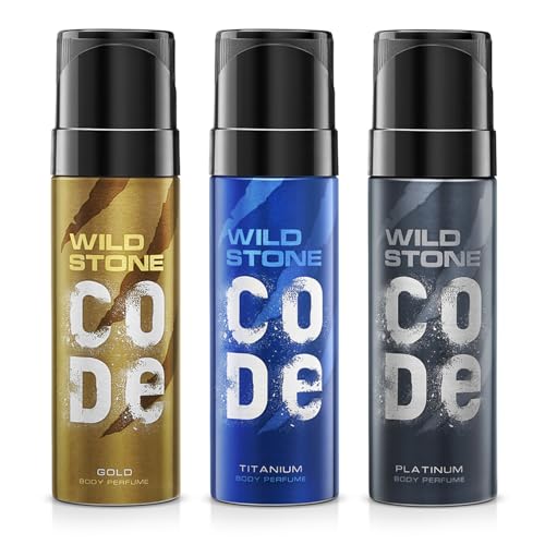 Wild Stone Code Gold, Platinum & Titanium Body Perfume Spray Combo For Men, 120ml Each (Pack Of ...