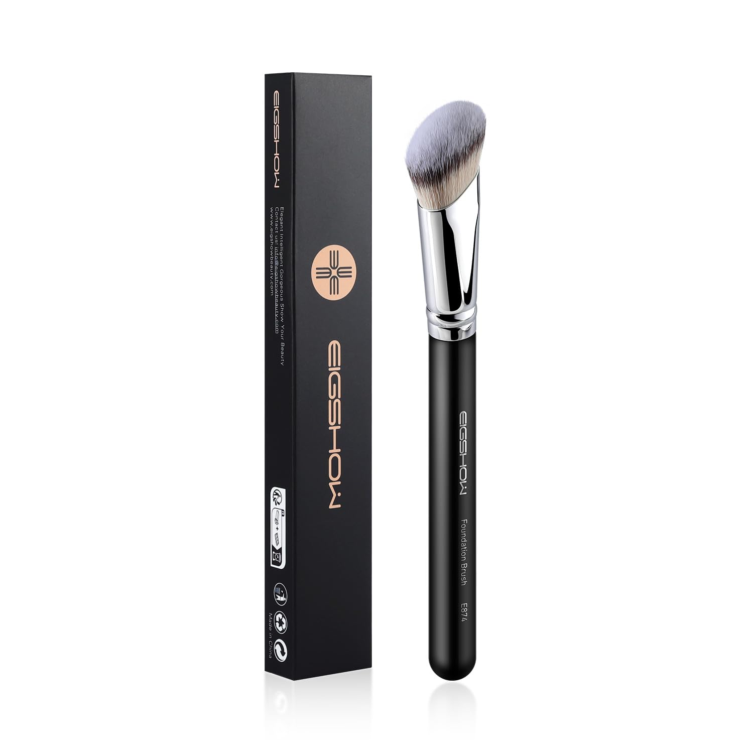Amazon | EIGSHOW アングル ファンデーション ブラシ カブキ ブラシ 輪郭を整えるファンデーション ブラシ 高密度合成毛 液体またはクリーム ファンデーション用 E874 ...