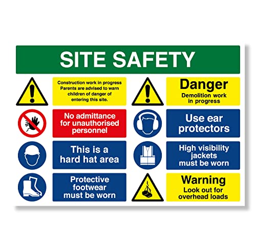 Site Safety Sign – 1 x A1 Safety Signs – A1 Extra Large 841mm x 594mm ...