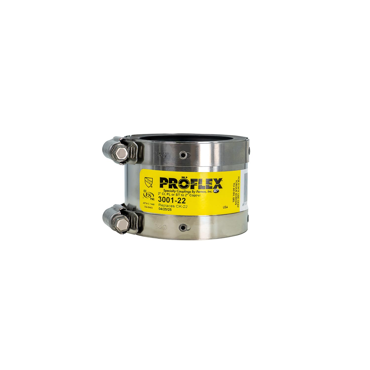 Snapklik.com : Fernco PROFLEX P3001-22 Shielded Pipe Coupling For Cast Iron