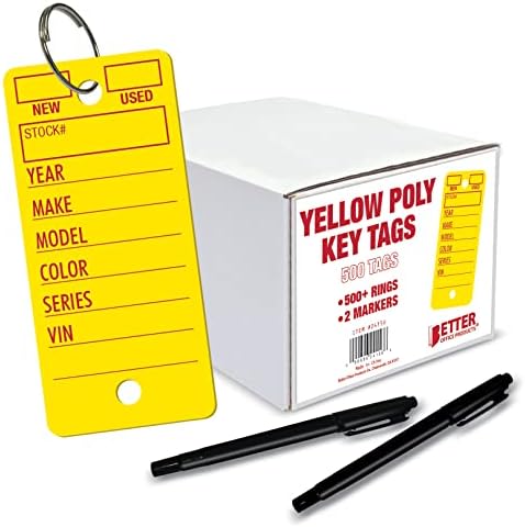 Amazon.com : Better Office Products 500 Poly Key Tags, 1.375" x 3 ...