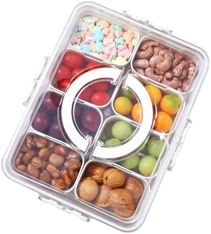 Amazon.com: NOIRUC-CZ Divided Clear Snackle Box with Lid and Handle ...