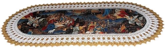 Amazon.com: Handcrafted Christmas Nativity Scene Table Runner, White ...
