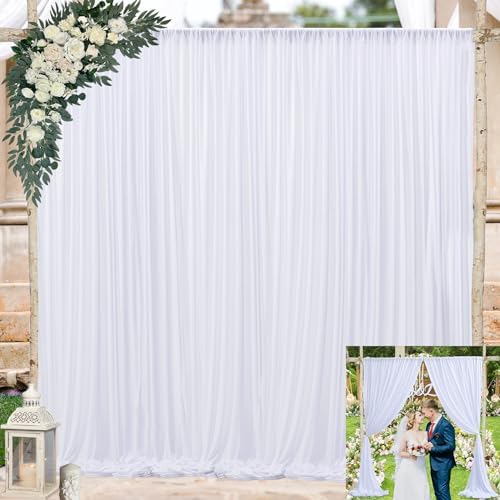 10x10ft White Backdrop Curtain for Parties Wrinkle Free Wedding Baby ...