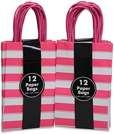 Amazon.com: Kraft Gift Bag, Color Stripe Design with Matching Handles ...