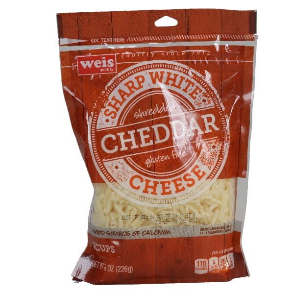 Amazon.com: Weis Quality, Cheese Sharp White Cheddar Shredded, 8 Ounce ...