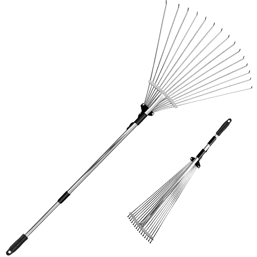 HASTHIP® 77-165CM Rake for Gardening, Stainless Steel Telescopic Garden ...