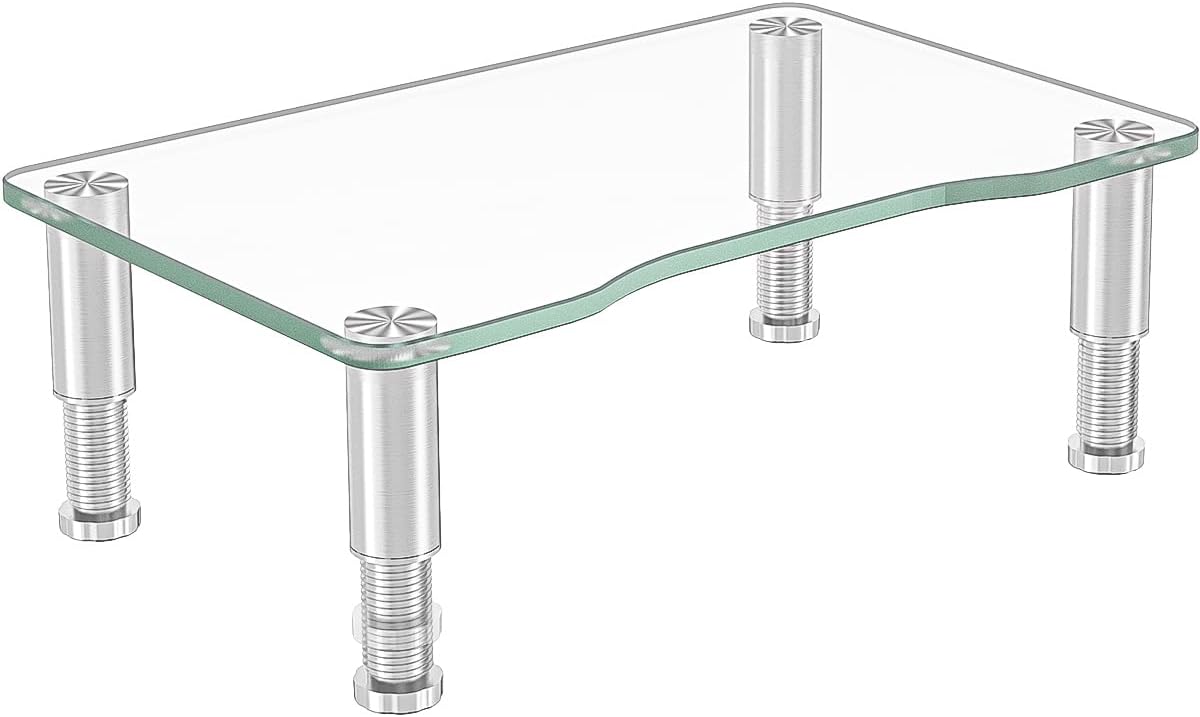 Clear Tempered Glass Computer Monitor Riser with Height Adjustable ...