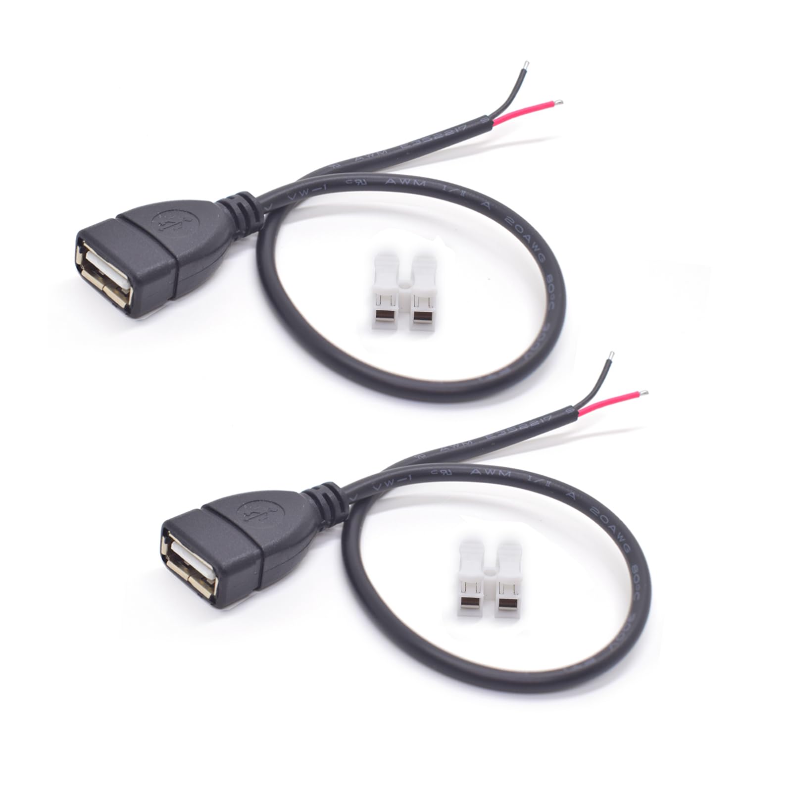 Amazon.com: ELNONE 2PCS USB Female Pigtail 2 Wire,0.3M/1Ft 20AWG USB 2. ...