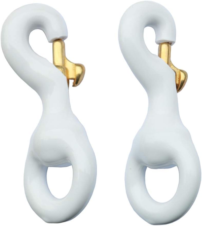 Amazon.com : 1 Pair 3 Inch White Rubber Coated Brass Swivel Snap Clips ...