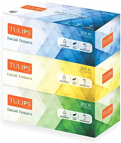 Tulips Premium Facial Tissue Paper Box, 3 ply x 80 Pulls, made with100 ...