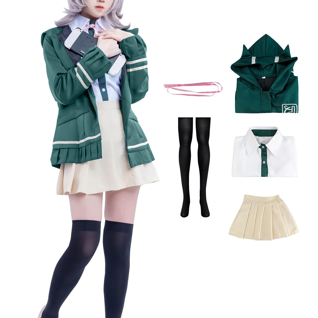 Amazon.com: Tokisaki Chiaki Nanami Uniforms Jacket Shirt Tie Skirt ...