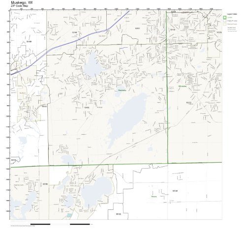 Amazon.com : ZIP Code Wall Map of Muskego, WI ZIP Code Map Not ...