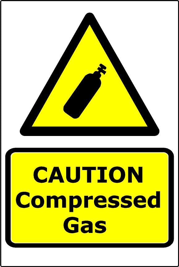 Caution Compressed Gas Self-Adhesive Vinyl sign (Yellow/Black, 20 x ...