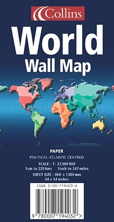 World Wall Map: Political, Atlantic Centred : Buy Online at Best Price ...