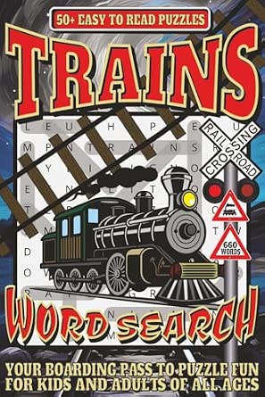 Trains Word Search: Easy To Read Print Puzzle Book about Trains ...