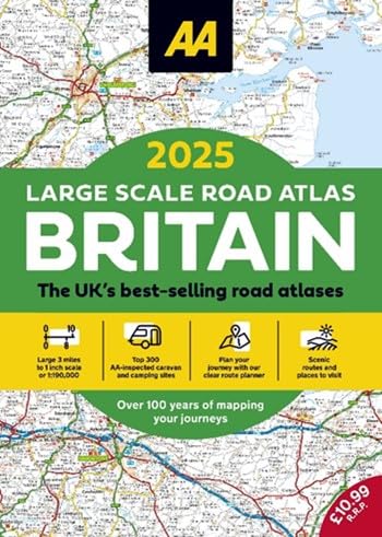 2025 Large Scale Road Atlas Britain (AA Publishing) 3 miles to 1 inch ...