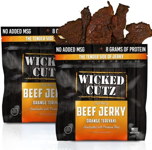 Amazon.com: Wicked Cutz Orange Teriyaki Beef Jerky, 24g Protein Per Bag ...