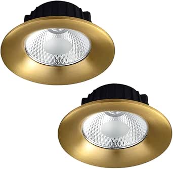 SDUYTDG 2pack Brass Canless LED Downlight Cob Recessed Retrofit Wafer ...