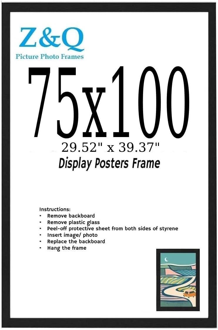 Z&Q Black Poster Frame Extra Large 75x100cm Picture Frame Wall Mount ...