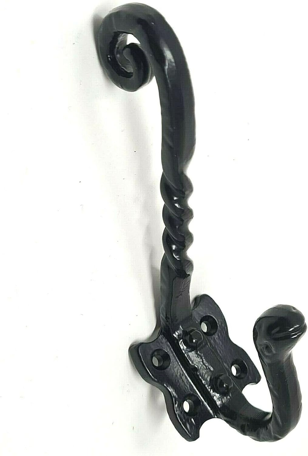 Pack of 2 Tudor hat and Coat Hooks Black Wrought Iron Hammered Effect ...