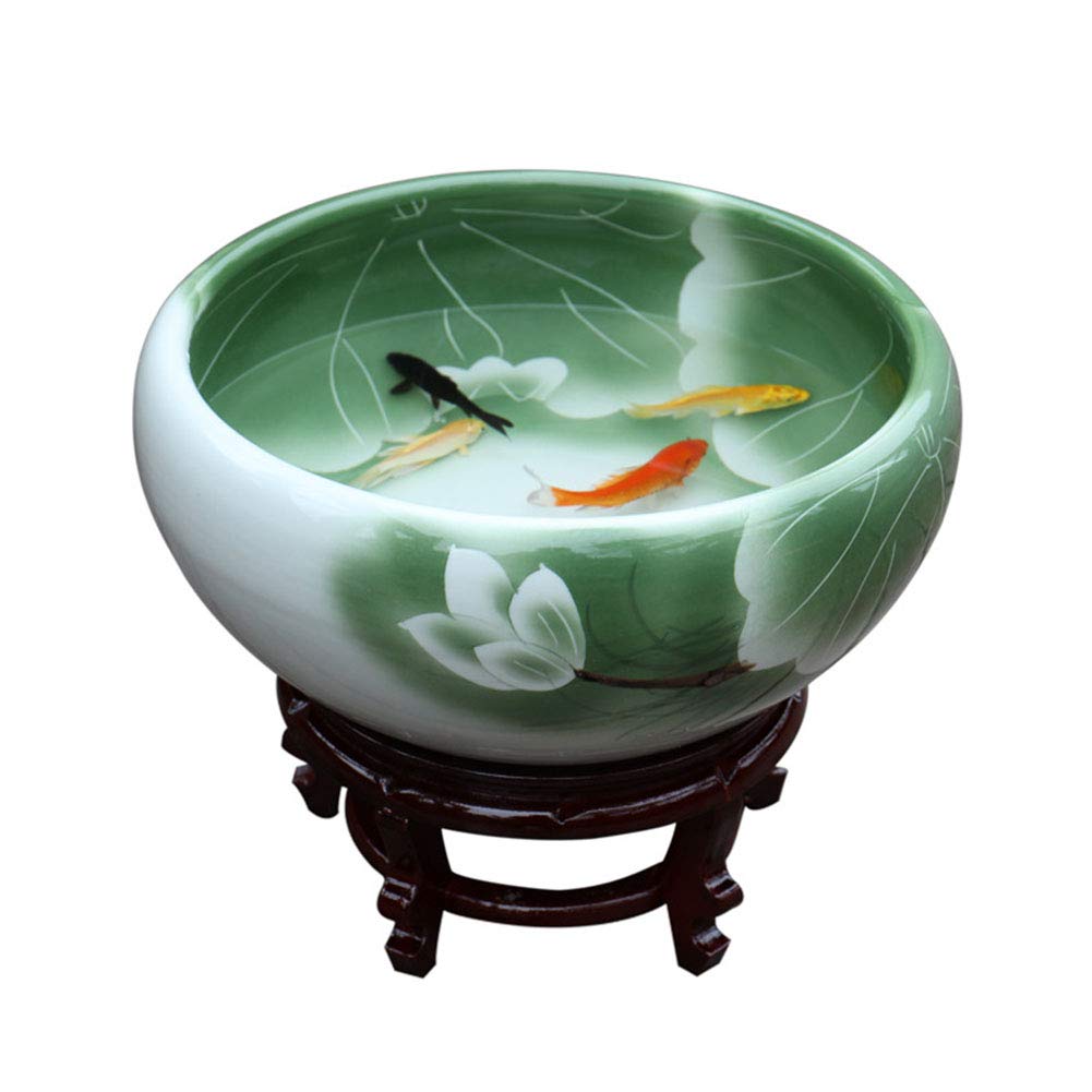 Buy SUNA Ceramic Fish Tank Lotus Flower Pot Living Room Feng Shui ...